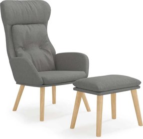 Relaxační křeslo s podnožkou světle šedé textil 3097750