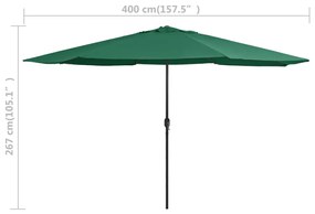 vidaXL Zahradní slunečník s kovovou tyčí 390 cm zelený