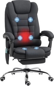 Kancelářská židle Vinsetto s masážní funkcí, ergonomická kancelářská židle s polohováním a vyhříváním, výškově nastavitelná počítačová židle s podnožk