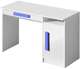 Psací stůl GULIVER 9 Domel 120/80/50 barva: bílý mat/bílý lesk/modré úchyty