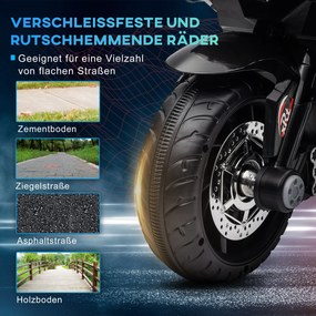 HOMCOM Dětská elektrická motorka se 3 koly pro děti od 3 let s 6V dobíjecí baterií, hudební klakson, světlomety 86x42x52 cm černá a modrá