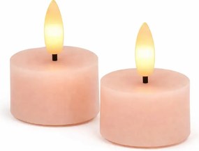 Sada LED čajové svíčky na baterie Sille Tealight, Ø 4,5 × 2,2 cm, tmavá broskev, z pravého vosku, balení 2 ks