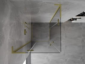 Mexen Mist-H L Duo, 2-křídlý ​​sprchový kout 85 x 85 cm, čiré sklo, zlatý matný profil, 8A5L-085L-085P-55-00