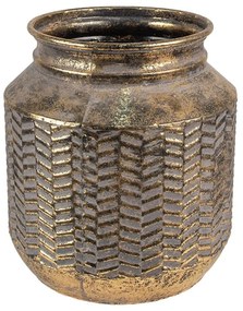 Zlatá antik dekorativní plechová váza – 25x26 cm