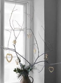 Ozdoba na vánoční stromek Karen Blixen srdce s květinami 11,5 cm zlatá