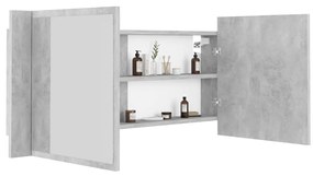 vidaXL LED koupelnová skříňka se zrcadlem betonově šedá 100x12x45 cm