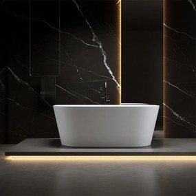BPS-koupelny Volně stojící akrylátová vana ke stěně HYD-LE527D 170x75 bílá, odtokový komplet černý
