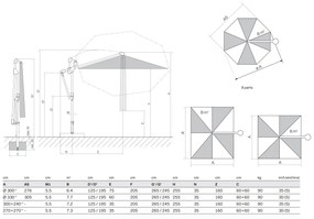 Slunečník boční GLATZ Sunwing CASA 270 x 270 cm Třída 4 408 (tř. 4)