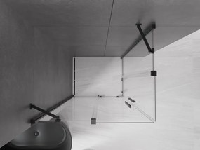 Mexen Velar Duo, sprchový kout s posuvnými dveřmi 90(dveře) x 80(dveře) cm, 8mm čiré sklo, černý matný profil, 871-090-080-02-70