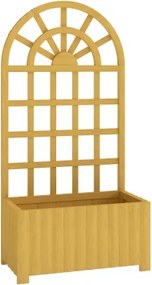 Outsunny truhlík s mříží z dřeva s odtokovými otvory pro zeleninu, květiny, bylinky, 60x30x120 cm, přírodní