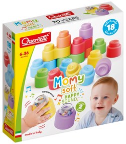Momy Soft Happy Sound - měkké kostky + 2 zvukové kostky - 18 ks