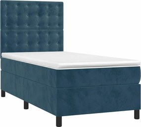 Box spring postel s matrací tmavě modrá 80 x 200 cm samet 3143233