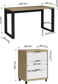 ADRK Furniture Stůl s kontejnerem MARO I ADRK-DE-MAR-I-B-ART