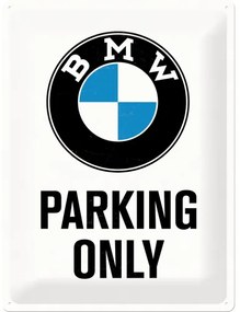 Postershop Plechová cedule: BMW Parking Only (bílá) - 40x30 cm 40x30 cm