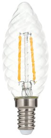 LED žárovka-svíčka E14 3W 2700K filament kroucená
