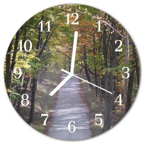 Skleněné hodiny kulaté Lesní cesta fi 30 cm