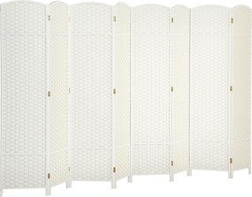 HOMCOM 8panelový paravan 320 × 170 cm – skládací borovicový rám, bílý | Aosom