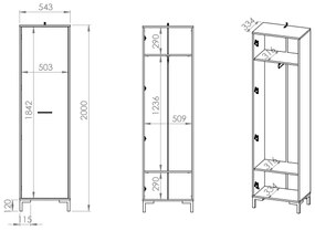Vysoká předsíňová skříň BEDA - šířka 55 cm, dub artisan
