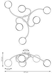 Přisazený lustr VIBRA 6xE14/10W/230V černá/šedá