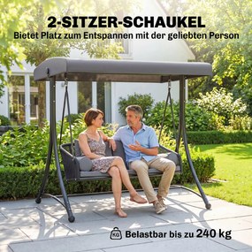 Outsunny ratanová houpačka Hollywood pro 2 osoby — zahradní lavice s nastavitelnou stříškou a polštáři, A-rám, nosnost 240 kg, 178 × 120 × 172 cm (tm…
