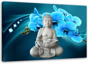 Obraz na plátně Modrá orchidej Buddha - 90x60 cm