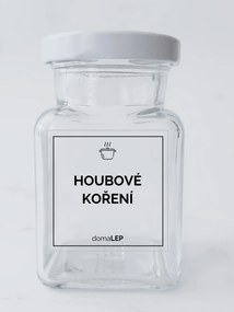 Samolepka na kořenky HOUBOVÉ KOŘENÍ průhledná 5 × 5 cm tučné písmo