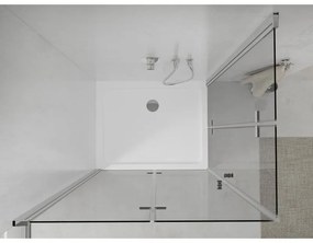 Mexen Lima Duo skládací sprchový kout 90 x 80 cm, Průhledné, Chromovaná + sprchová vanička Flat - 856-090-080-01-02-4010