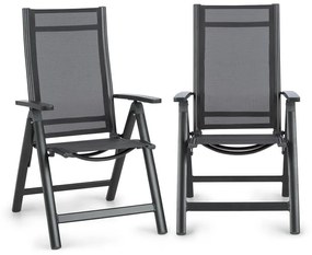 Cádiz, skládací židle, sada 2 kusů, 59,5 x 107 x 68 cm, comfortmesh, antracitová