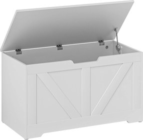HOMCOM Úložný box do ložnice 100 L Skladovací lavice s bezpečnostním víkem pro předsíň a obývací pokoj 80x40x45 cm Bílá