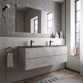 Koupelnová skříňka AVA 140 cm s dvojumyvadlem z minerálního odlitku BRUXELLES