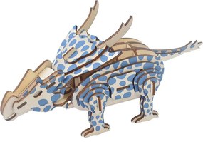 Dřevěné 3D puzzle Achelousaurus modro-hnědé