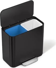 Simplehuman DUAL MINI matná černá ocel / Pedálový odpadkový koš na tří