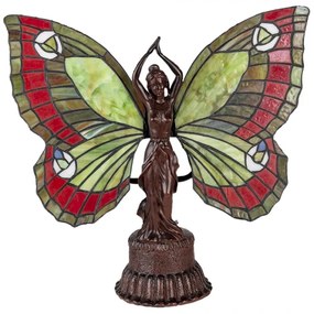 Barevná stolní lampa Tiffany Butterfly Lady – 41x20x41 cm