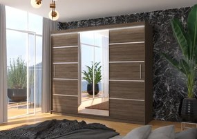Posuvná skříň se zrcadlem a LED osvětlením SALTO 250