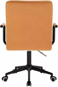 LuxuryForm DESIGN Otočná židle VERONA BLACK VELUR na černé podstavě s kolečky - medová