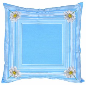 Polštář, Kopretina, modrý, 40 x 40 cm samostatný návlek