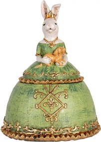 Dekorace šperkovnice králík v zelených šatech - 18*15*24 cm