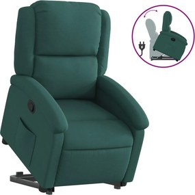 Zvedací polohovací křeslo tmavě zelené textil 3204170