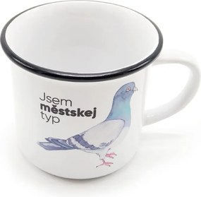 Keramický hrnek Jsem městskej typ, 250 ml – s motivem holuba, český design, ve stylu plecháčku