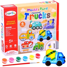 Color day Kreativní sada Vyrob si sám – magnetky stavební stroje DIY
