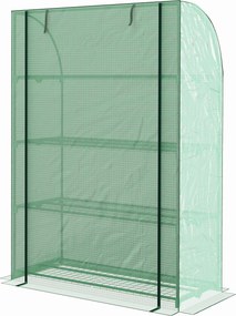 Skleníček Outsunny PE se 4 úrovněmi polic, balkonový skleník, zpevněný potah 135 g/m², ocelová konstrukce, rolovací zipový vstup, pro pěstování zelen…
