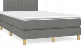 Box Spring Postel S Matrací A Led Textil Tmavě Šedá Svislé pruhy 120 x 19