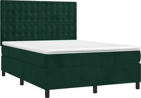 Box spring postel s matrací tmavě zelená 140x200 cm samet 3143268