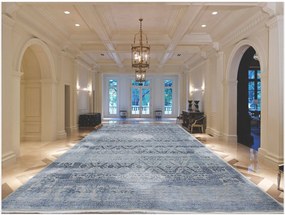 Diamond Carpets India, Ručně vázaný kusový koberec Diamond DC-HALI B Silver/blue, 365x457, modrá, chodba / předsíň