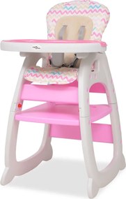 vidaXL Rozkládací jídelní židlička 3 v 1 se stolkem, [10143] Barva: Růžová