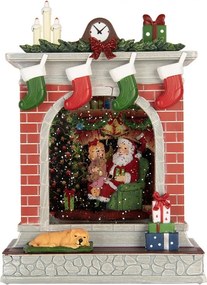 Kouzelná krbová římsa se Santou – hrací skříňka s LED - 18*10*25 cm / 3*AA/ USB
