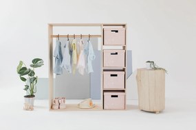 Dřevěná šatní skříň montessori pro děti - lanýžově-bílá
