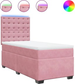 Box spring postel s matrací růžová 90x200 cm samet 3293127