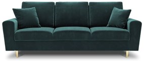 Sametová rozkládací/s úložným prostorem pohovka v petrolejové barvě 235 cm Kyoto – Cosmopolitan Design