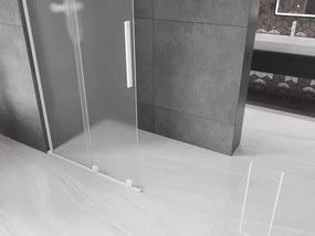 Mexen Velar L, posuvná sprchová zástěna Walk-in 110 x 200 cm, 8mm sklo námraza, bílá matná, 871-110-003-33-20